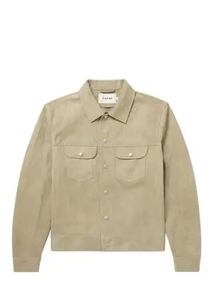 FRAME Slim-Fit Suede Trucker Jacket Neutrals