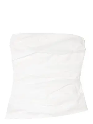 Simkhai Emerson Strapless Ruched Bustier Top - White