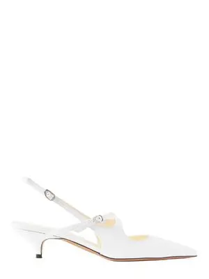 Proenza Schouler Slash Leather Slingback Pumps - White