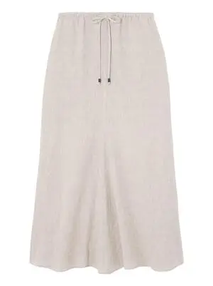 Brunello Cucinelli Bead-embellished Linen Midi Skirt - Neutrals