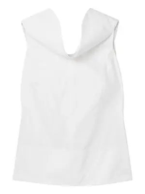 Brandon Maxwell The Bowie Draped Cotton-poplin Top - White