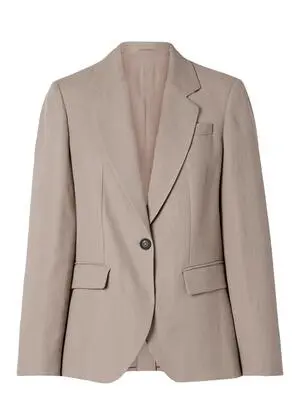 Brunello Cucinelli Single Breasted Twill Blazer - Neutrals