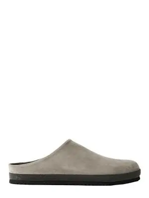 Brunello Cucinelli Bead-embellished Suede Mules - Gray