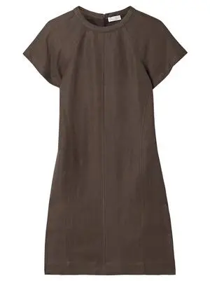 Brunello Cucinelli Bead-embellished Mini Dress - Brown