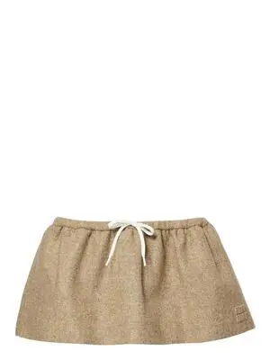 Miu Miu Virgin Wool Miniskirt - Beige