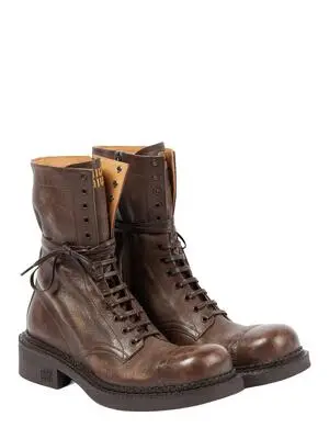 Miu Miu Leather Lace-up Boots - Brown