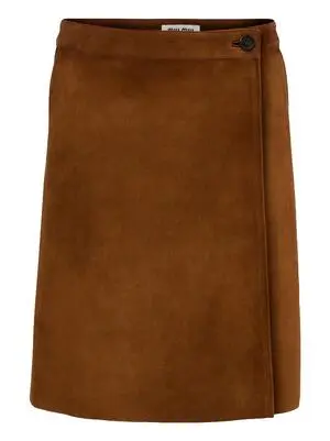 Miu Miu Suede Mini Skirt - Brown