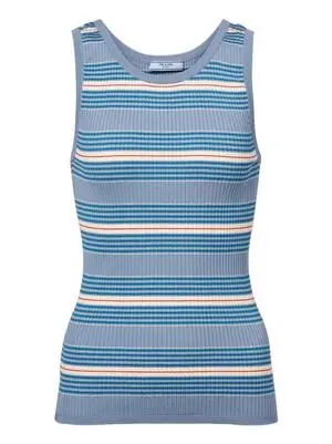 Prada Cotton Ribbed-knit Tank Top - Blue