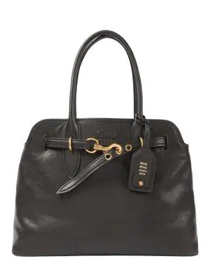 Miu Miu Aventure Medium Leather Tote Bag - Black