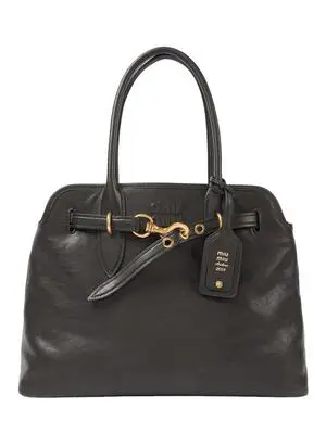 Miu Miu Medium Leather Tote Bag - Black