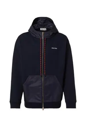 Miu Miu Cotton Zip-up Hoodie - Blue