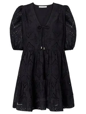 Heidi Klein Saint-tropez Broderie Anglaise Minidress - Black