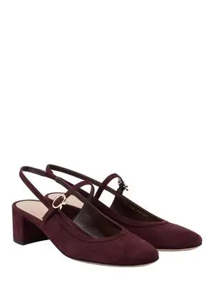 GIANVITO ROSSI 45 Suede Slingback Pumps - Burgundy