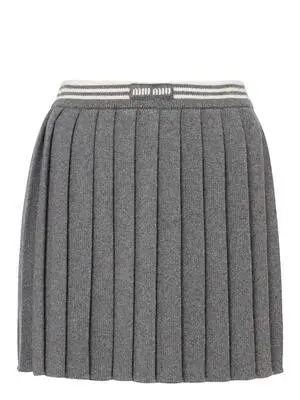 Miu Miu Cashmere And Wool Miniskirt - Grey