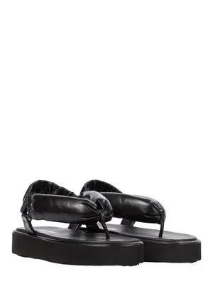 Miu Miu Leather Thong Sandals - Black