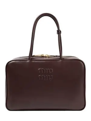 Miu Miu Beau Large Leather Tote Bag - Brown