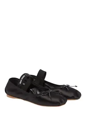 Miu Miu Satin Ballerina Flats - Black