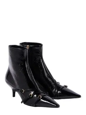 Miu Miu Patent Leather Ankle Boots - Black