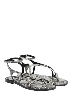 A.emery Edna Snake-effect Leather Sandals - Grey