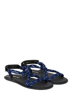 Miu Miu Rivière Leather-trimmed Sandals - Blue