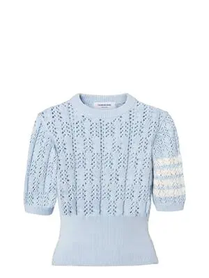 Thom Browne 4-bar Pointelle Cotton Top - Blue