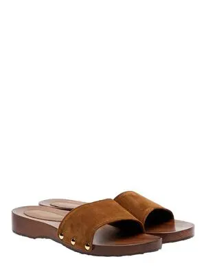 GIANVITO ROSSI Riviera Suede Slides - Beige