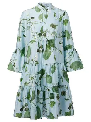 Erdem Tiered Floral Cotton Minidress - Blue