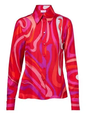 Emilio Pucci Marmo Silk Shirt - Red