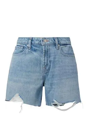 7 For All Mankind Monroe Distressed Denim Shorts - Blue