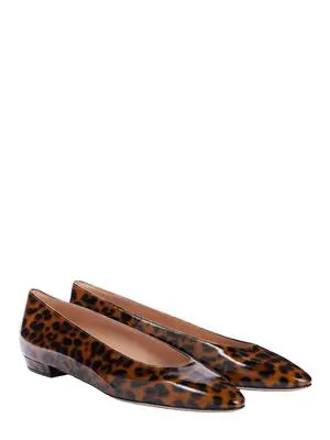 GIANVITO ROSSI Amelia Leopard Print Ballet Flats - Brown