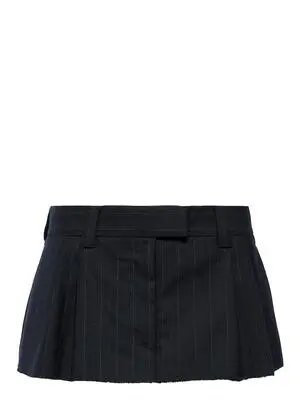 Miu Miu Pinstripe Wool Miniskirt - Blue
