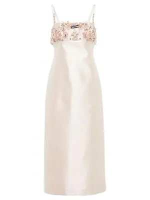 Miu Miu Embellished Silk And Wool Midi Dress - Pink