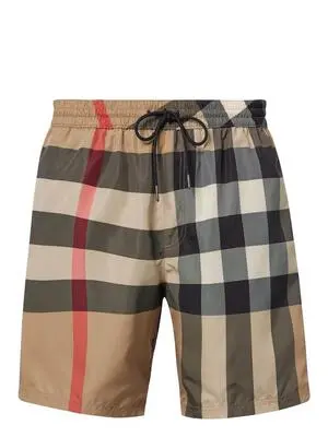 Burberry Check Swim Trunks - Beige