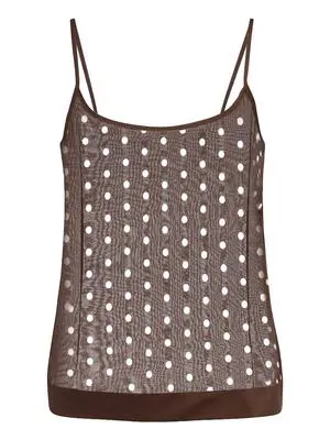 Dries Van Noten Polka-dot Silk-blend Tank Top - Brown
