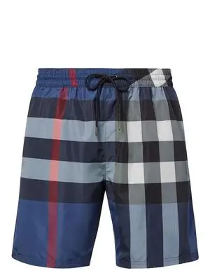 Burberry Check Swim Trunks - Blue