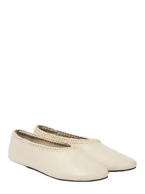 A.emery Park Embroidered Leather Ballet Flats - Beige