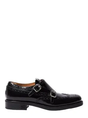 Miu Miu X Church's Leather Monk Strap Shoes - Black
