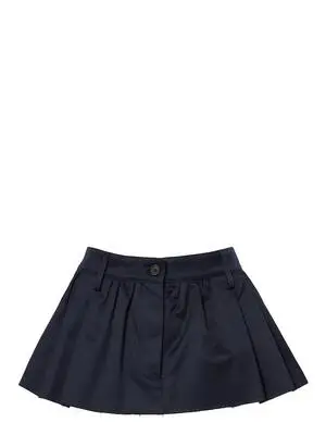 Miu Miu Pleated Cotton Canvas Miniskirt - Blue