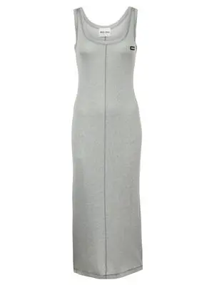 Miu Miu Knitted Silk Midi Dress - Grey