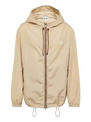 Miu Miu Logo Embroidered Technical Jacket - Beige
