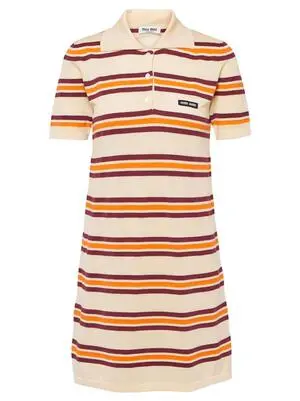 MIU MIU Striped Cotton And Silk Minidress