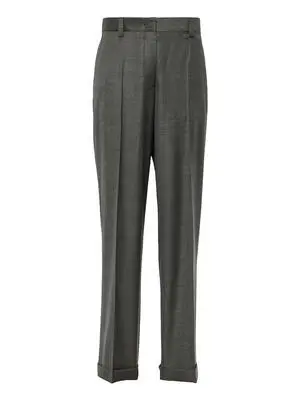 Miu Miu Low-rise Wool Straight Pants - Grey
