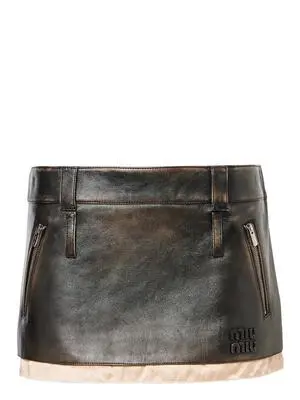 Miu Miu Leather Miniskirt - Black