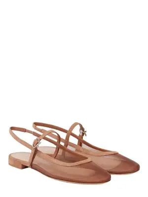 GIANVITO ROSSI Organza Slingback Flats - Brown