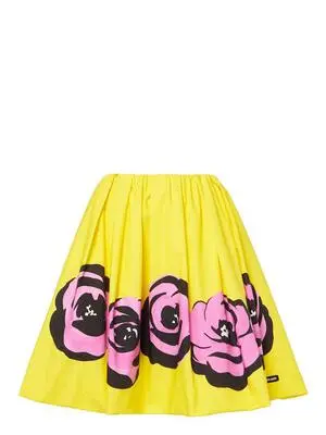 Miu Miu Floral Printed Poplin Midi Skirt - Multicoloured