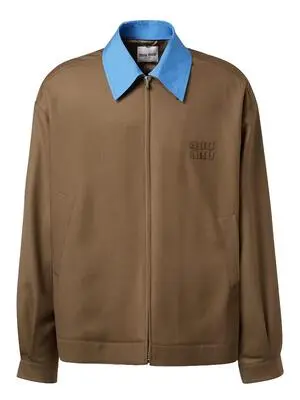 Miu Miu Logo Virgin Wool Gabardine Jacket - Brown