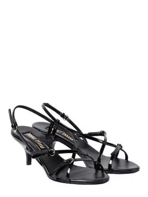 Miu Miu 55 Patent Leather Sandals - Black