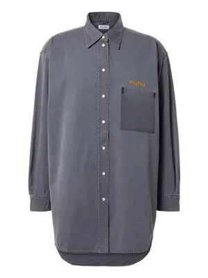 MIU MIU Miu Miu Logo Oversized Chambray Shirt