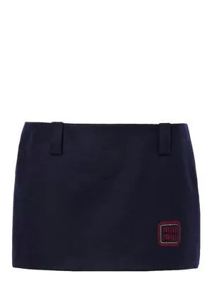 Miu Miu Velour Wool And Cashmere Miniskirt - Blue
