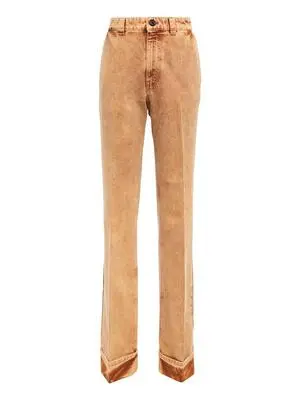 Miu Miu Marbleized Low-rise Straight Jeans - Brown